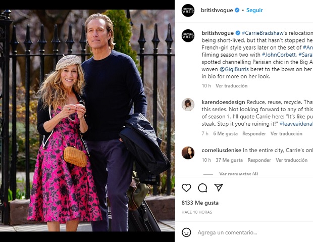 Sarah Jessica Parker opta por look “perfecto” mientras graba en las ...