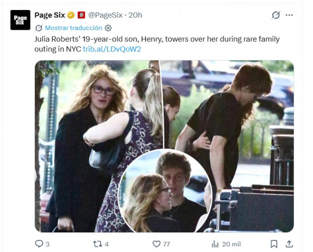 Fotos de Julia Roberts con su hijo Henry de 19 años sorprende por su ...
