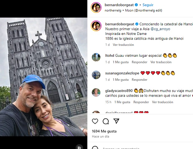 Carmen Gloria Arroyo y Bernardo Borgeat comparten imágenes de sus románticas vacaciones en ...